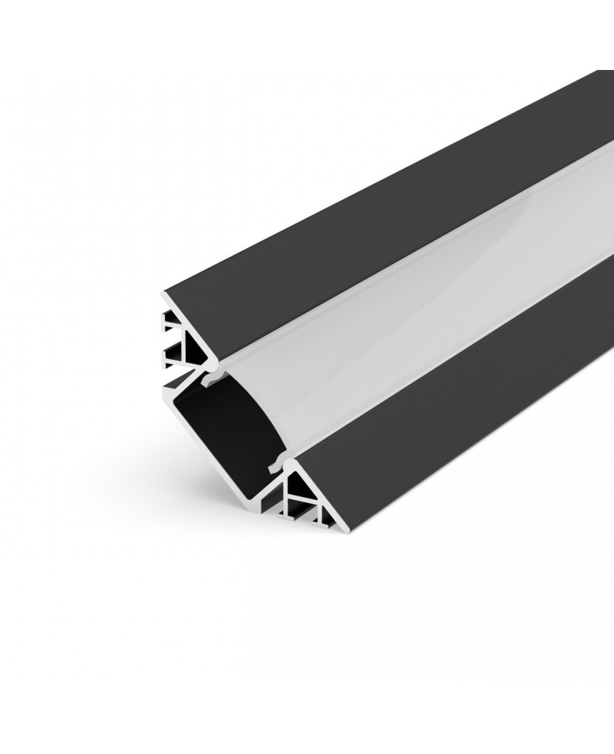 Sample of E3F black Flush 45° Surfaced Corner LED aluminium extrusion ...
