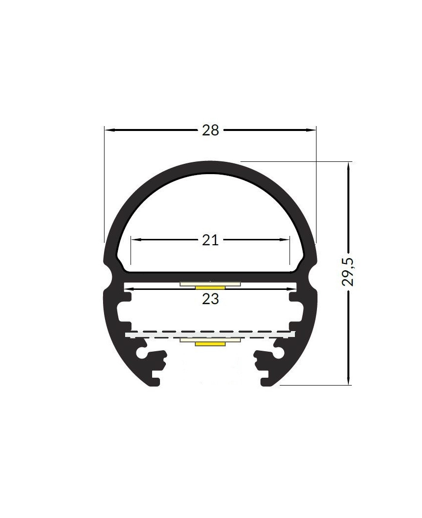 1m W1 Oval Wardrobe Clothes Hanging Rail LED Aluminium Silver Anodised ...