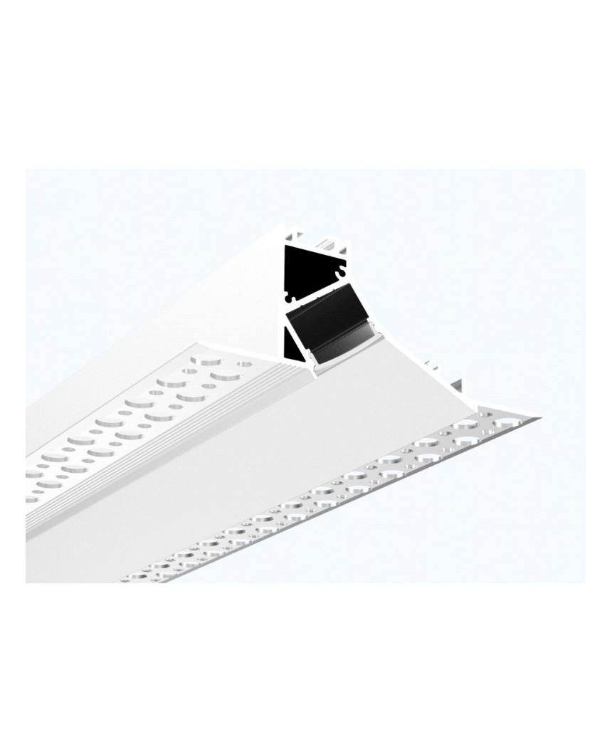 2m Plaster-in LED profile DC1 for ceiling and drywall, set with opal ...