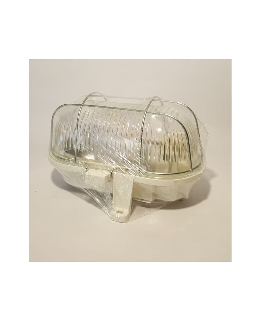 OVAL 100, ES / E27, Bulkhead Light Lamp, IP44, steel cage, glass cover ...