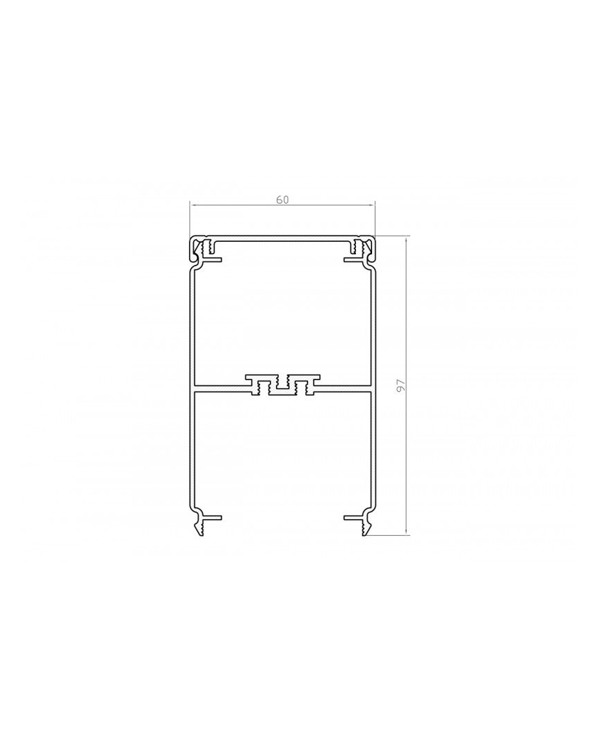 1m / 1000mm LED profile LINE Black, 60mm x 95mm, set with milky cover ...