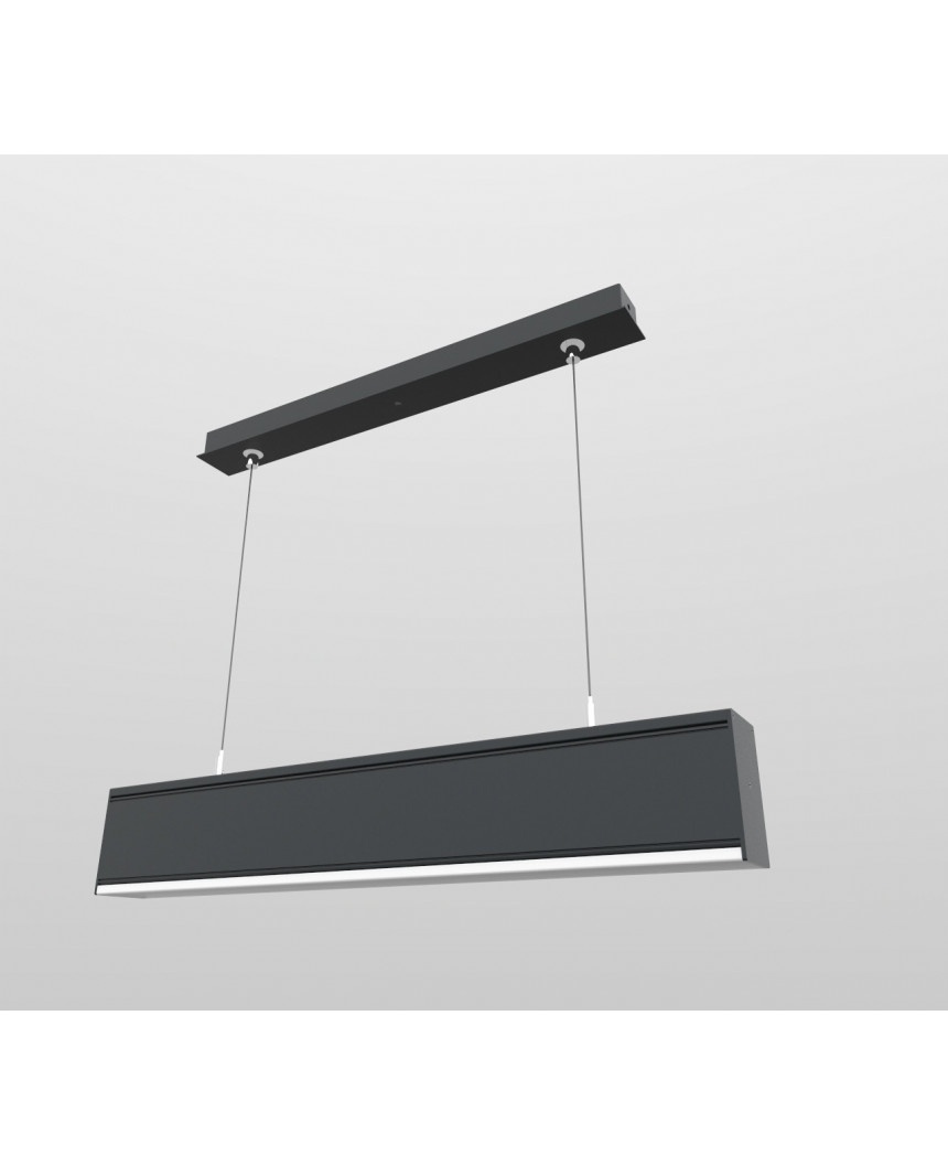 2m / 2000mm LED profile LINE Black, 60mm x 95mm, set with milky cover ...