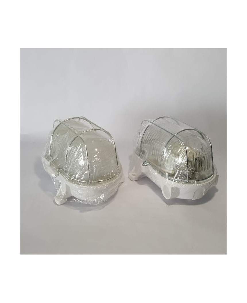 OVAL 60, ES / E27, Bulkhead Light Lamp, IP54, white Bakelite, steel ...