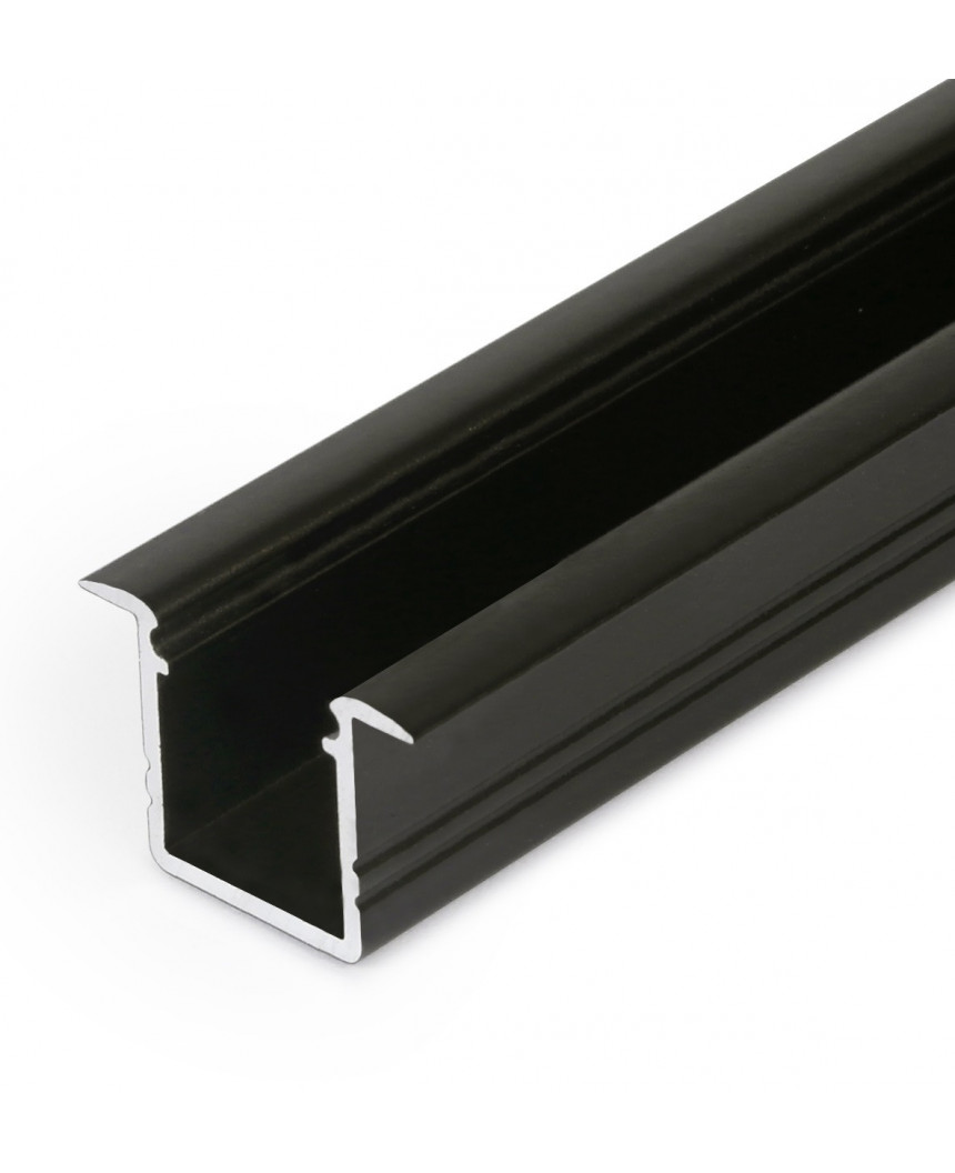1m recessed T1 LED profile (anodized, black), 12mm x 11.2mm, set with ...