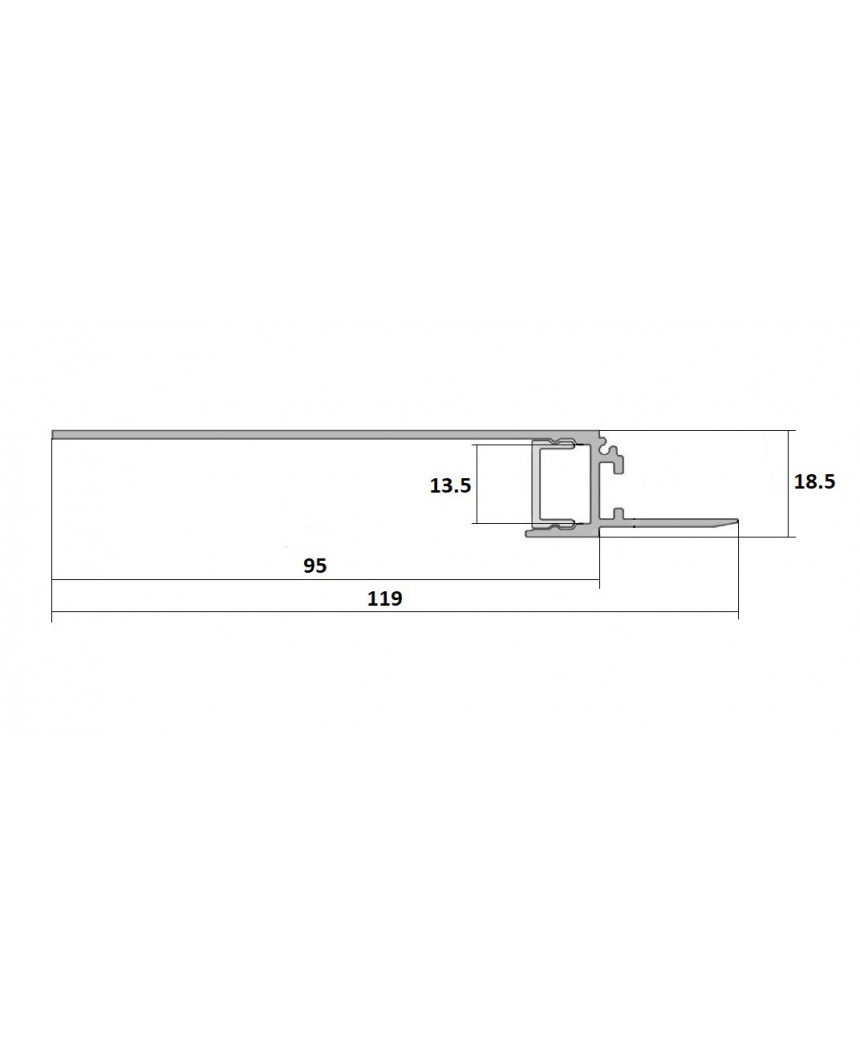 2m Plaster-in LED profile DW1 for ceiling and drywall with opal cover ...