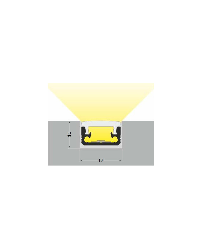 3m TL5 recessed floor LED profile (anodized, silver), set with opal ...