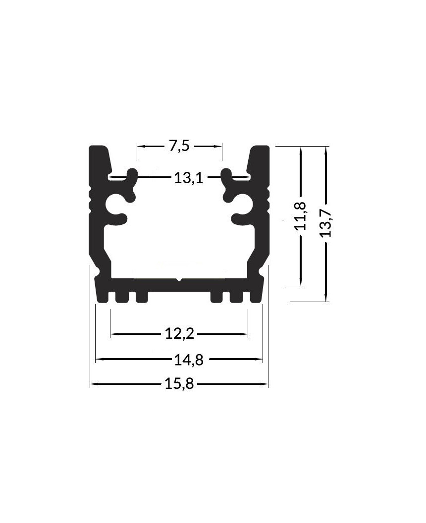3m recessed floor LED profile T5 (anodized, silver), with opal cover ...