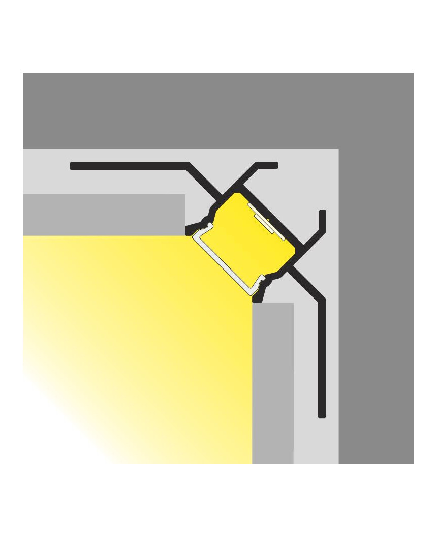 1m U90-Tile LED profile (anodized, silver), set with cover - U90-Tile ...