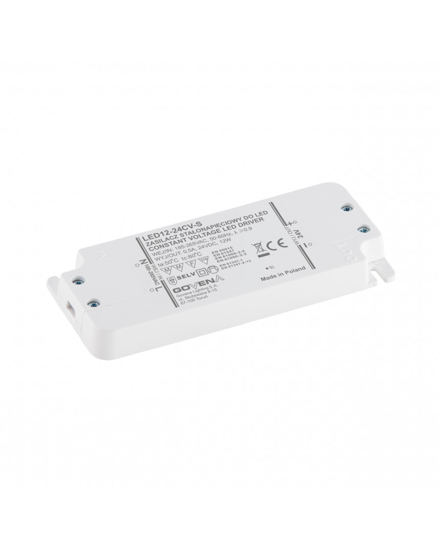 12W 24Vdc, Constant Voltage LED Driver, LED12-24CV-S, Govena - Constant ...