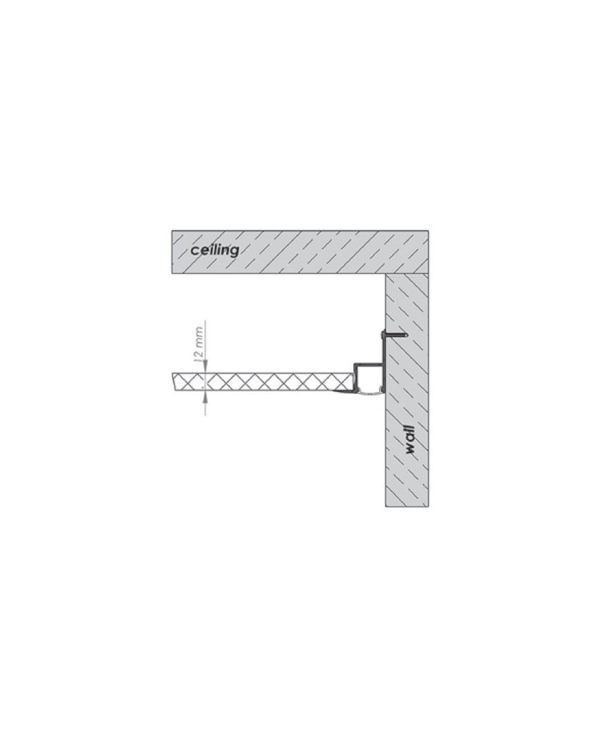1m Alu-Ceiling LED profile C1 (painted, white) with diffuser for ...