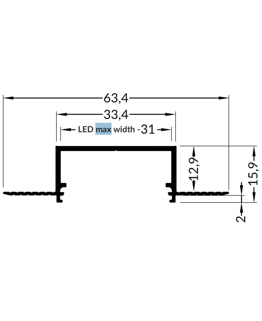 LED profile VARIO30-04 ACDE-9 raw alu. - C3L Plaster-in LED Profile ...