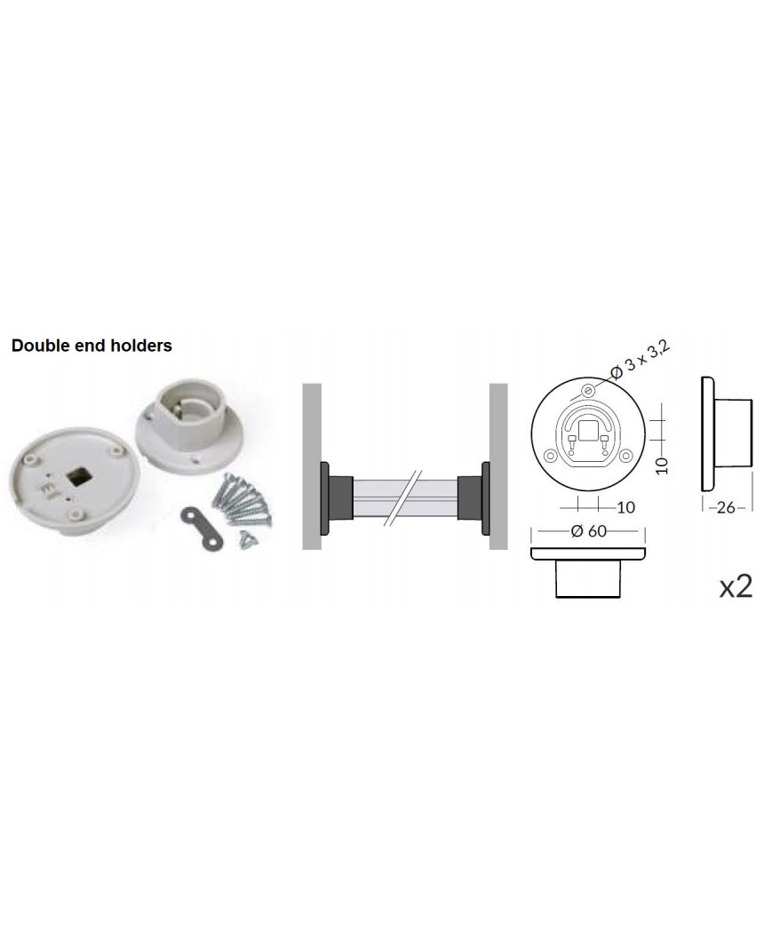 1m W1 Oval Wardrobe Clothes Hanging Rail LED Aluminium Silver Anodised ...