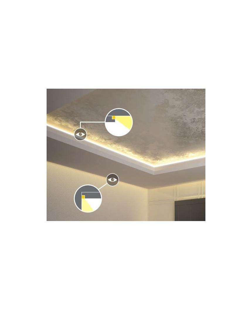 2m Alu-Ceiling LED profile C1 (painted, white) with diffuser for ...