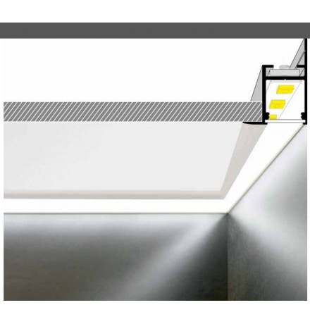 2m Alu-Ceiling LED profile C1 (anodized, silver) with diffuser for ...