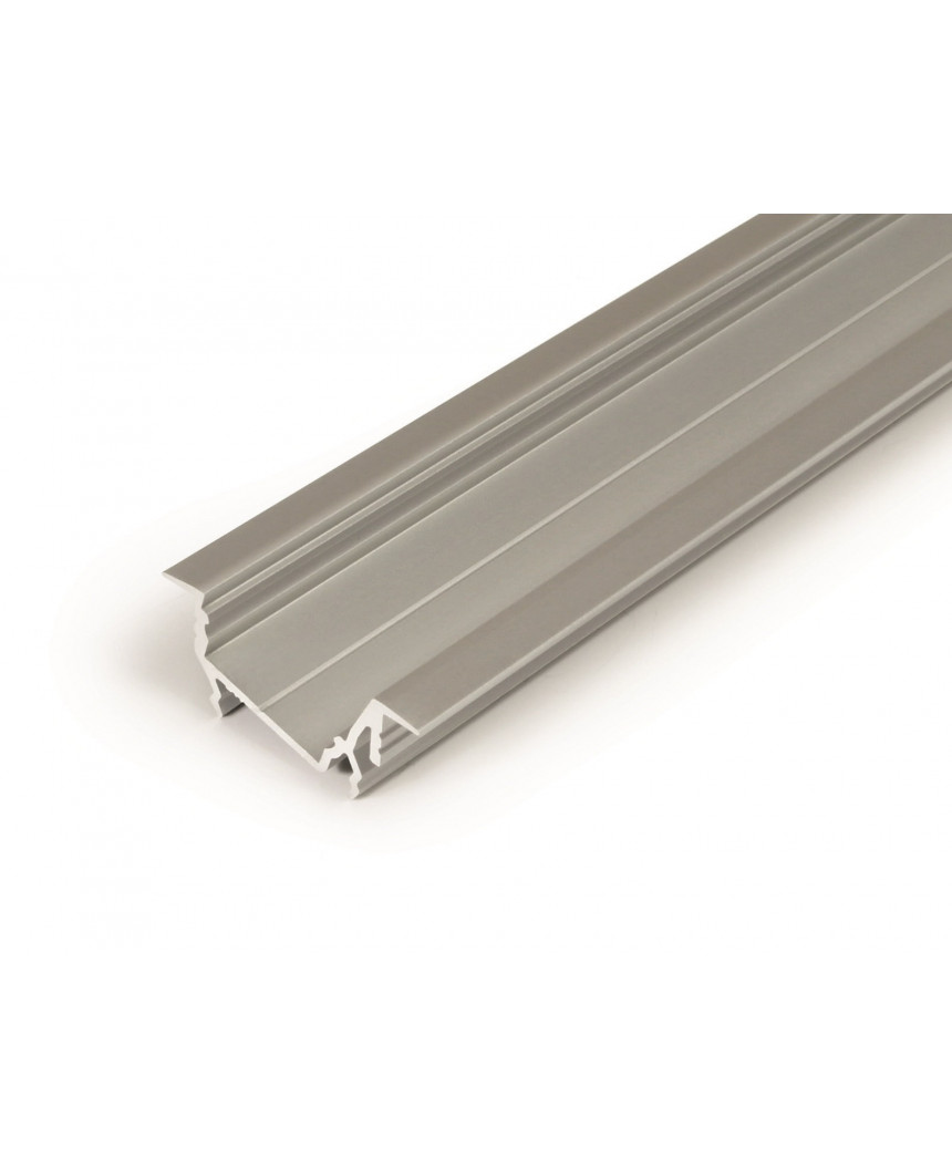 1m recessed T1D LED profile (anodized, silver), set with cover - T1D ...