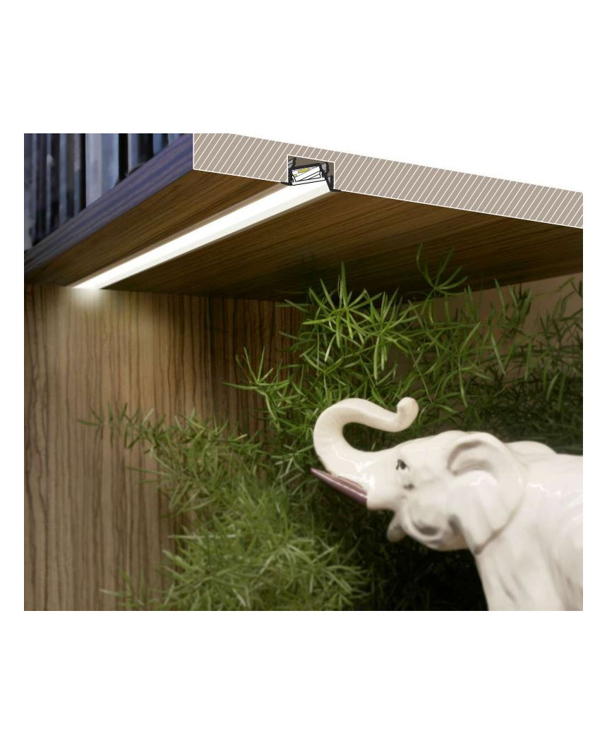 1m recessed T1D LED profile (anodized, silver), set with cover - T1D ...