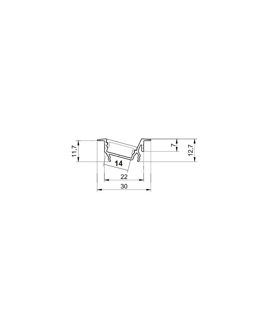 LED profile DIAGONAL14 F/TY anod. - T1D LED Profile - Marc LED Ltd