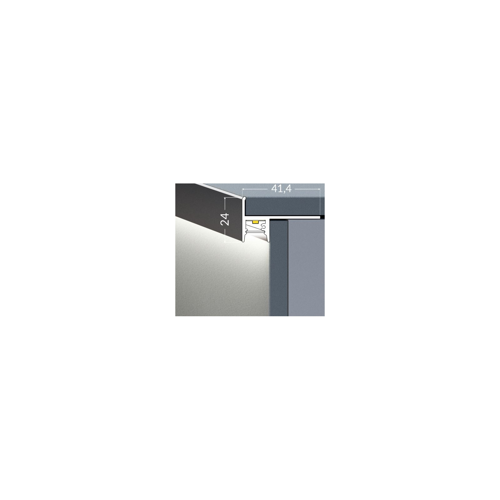 2m Aluminium LED profile USTEP-Tile, silver anodized, opal cover - Tile ...