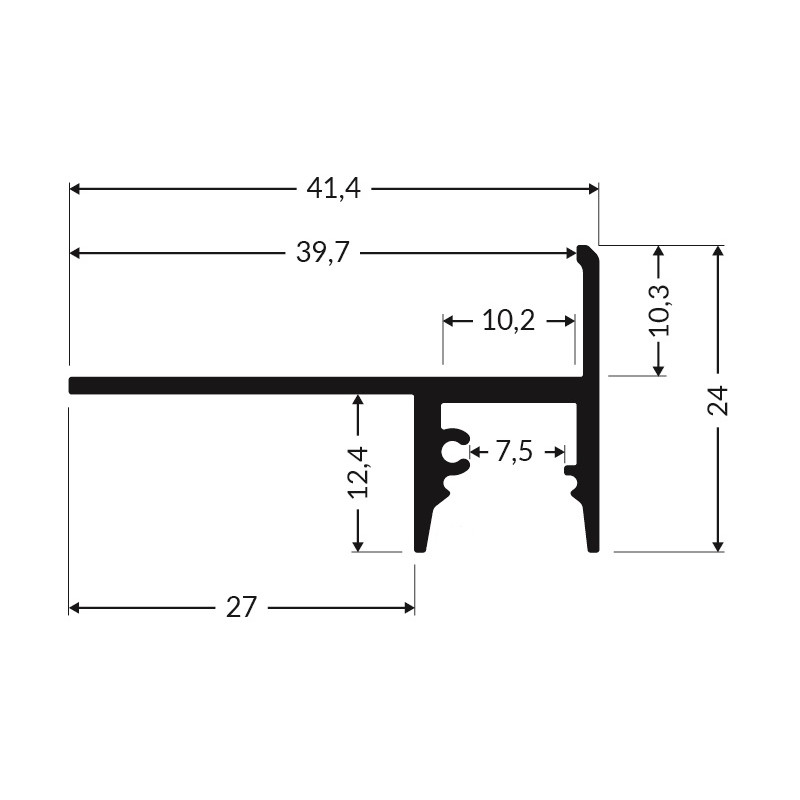 2m Aluminium LED profile U-STEP-Tile, silver anodized, opal cover - U ...