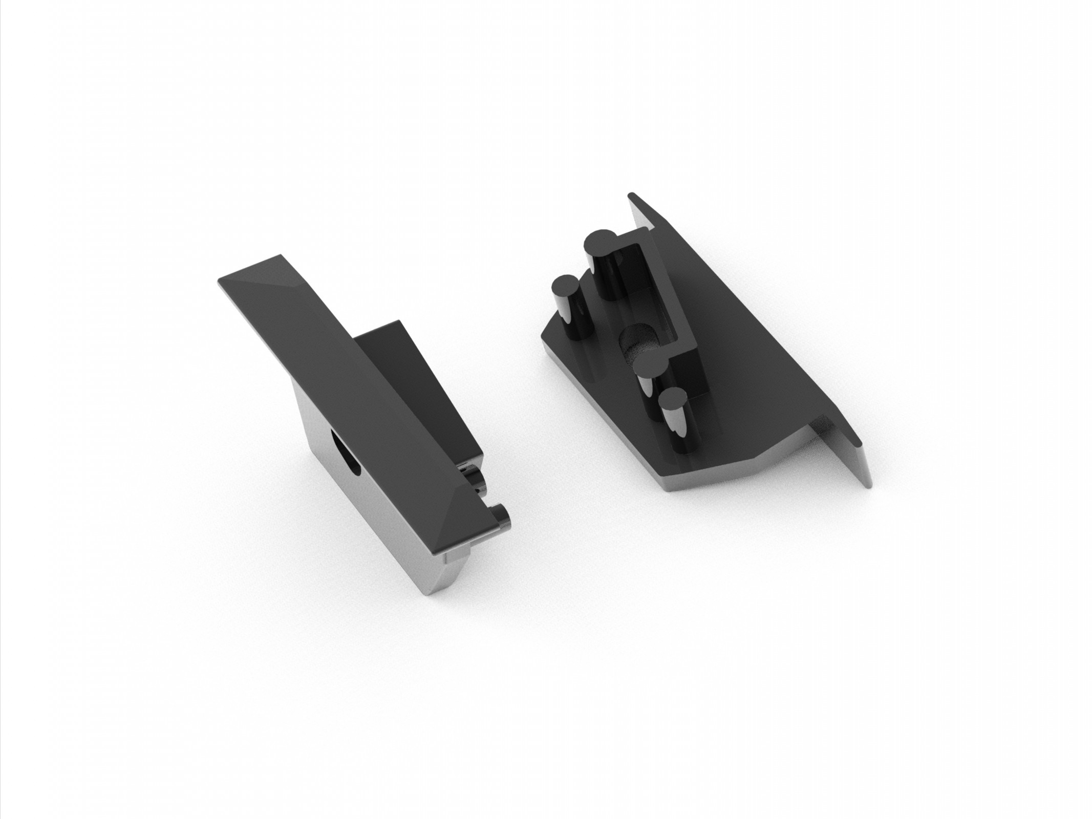 Sample of recessed T1D LED profile (anodized, black), set with cover
