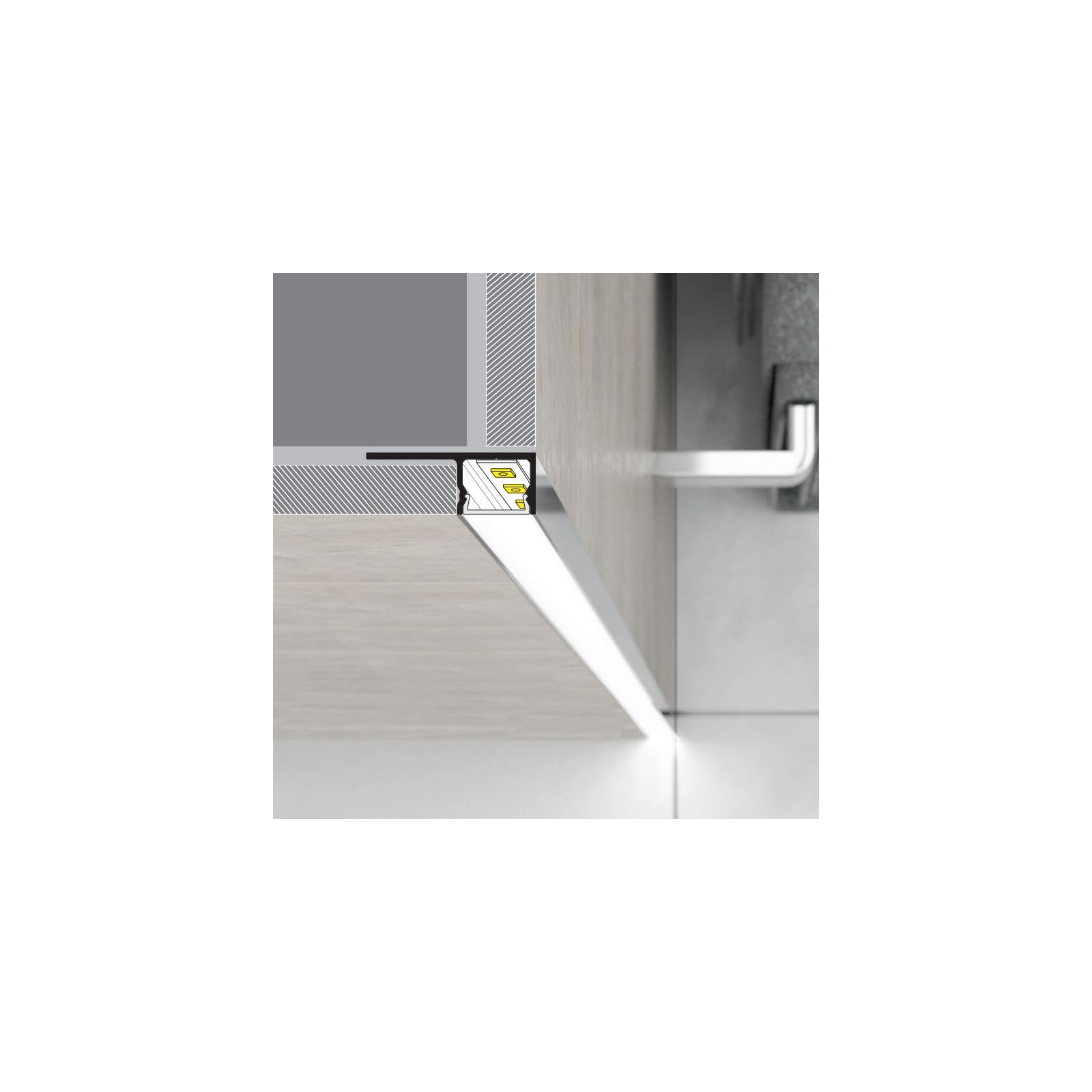 3m U180-Tile LED profile (anodized, silver), set with cover - U180-Tile ...