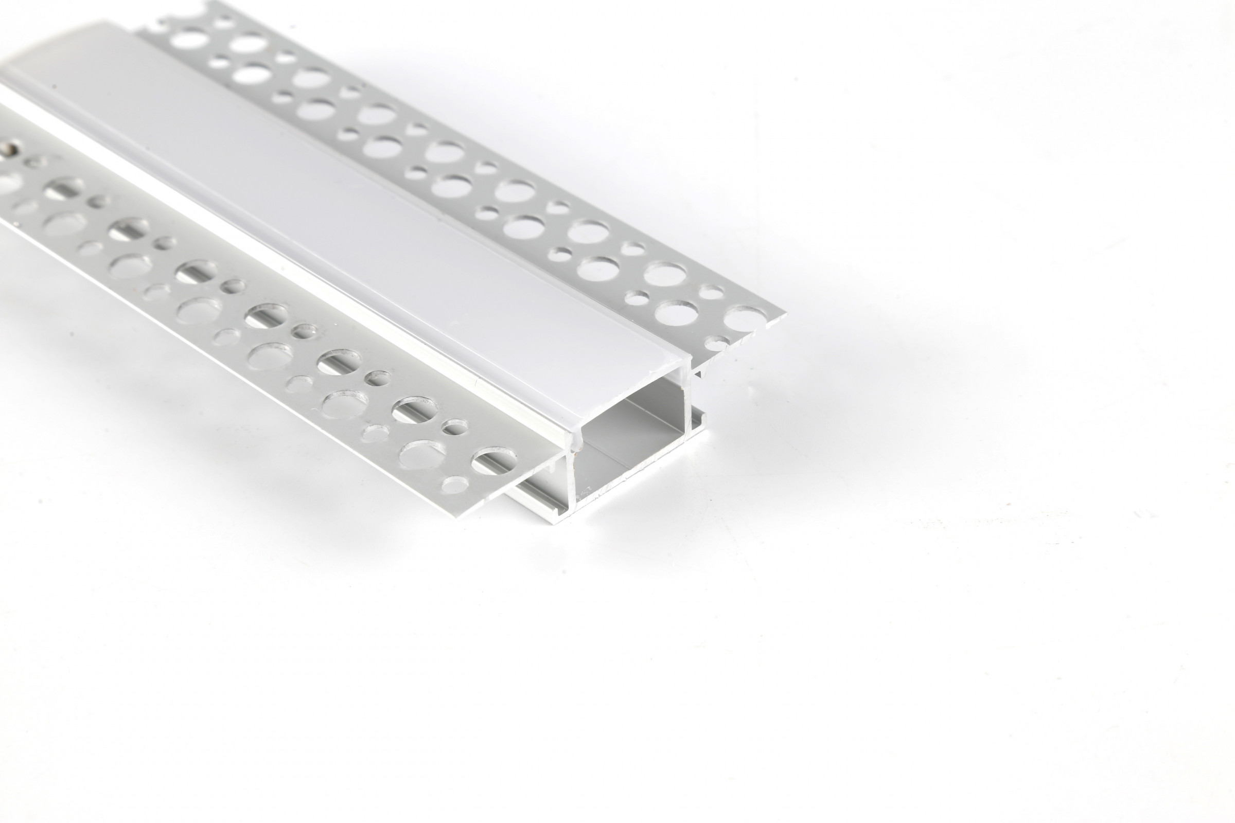 1m Plaster-in LED profile CAL20 for ceiling and drywall, set with opal ...