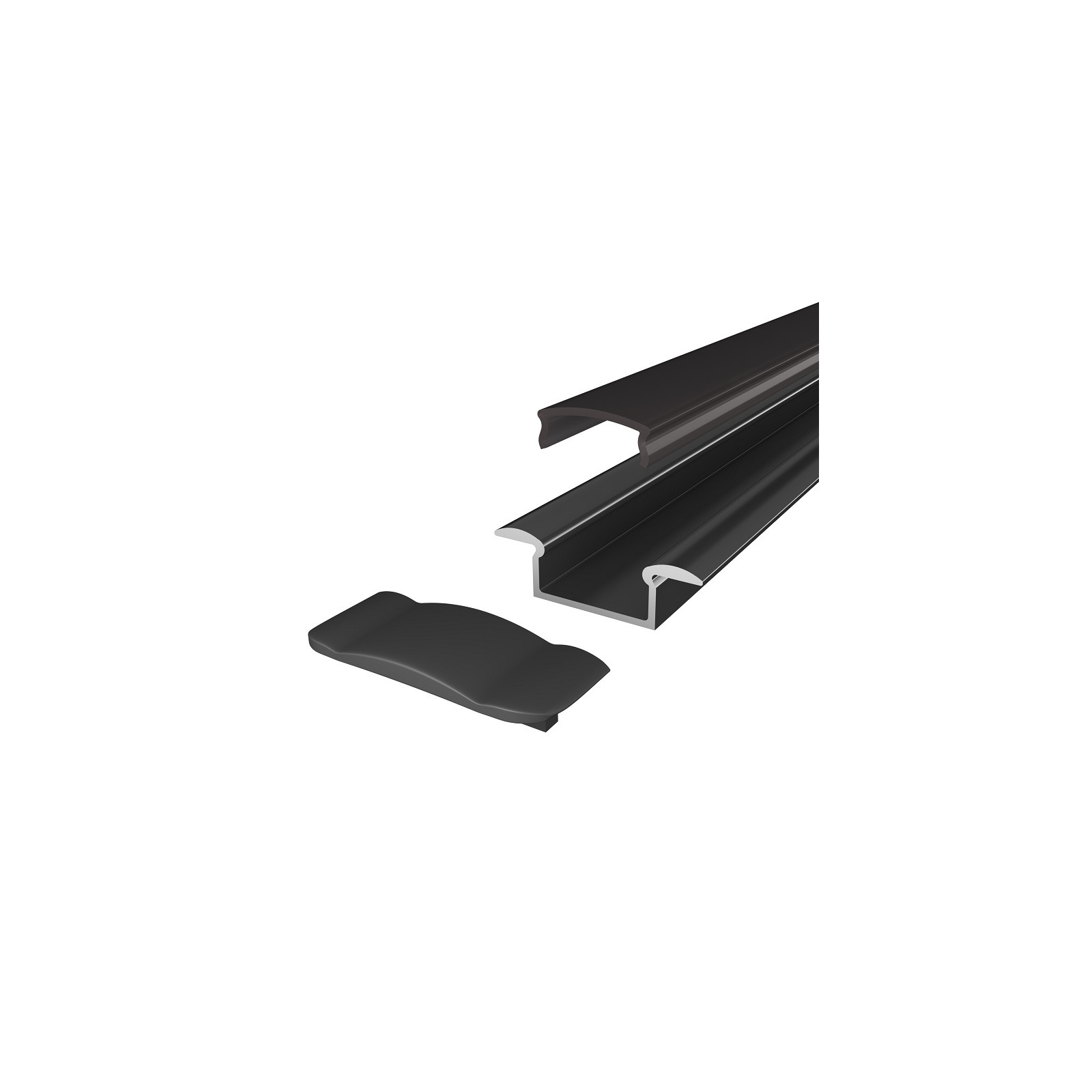 1m black painted recessed E1 LED aluminium extrusion with diffuser - E1 ...