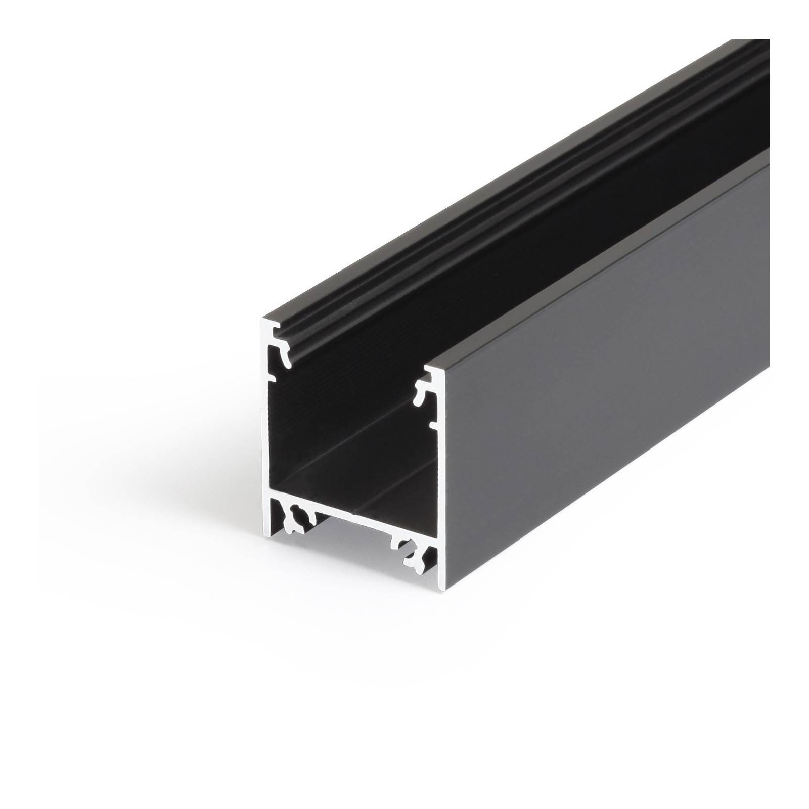 2m BTL2 Batten LED profile (anodized, black), set with opal cover - TL2 ...