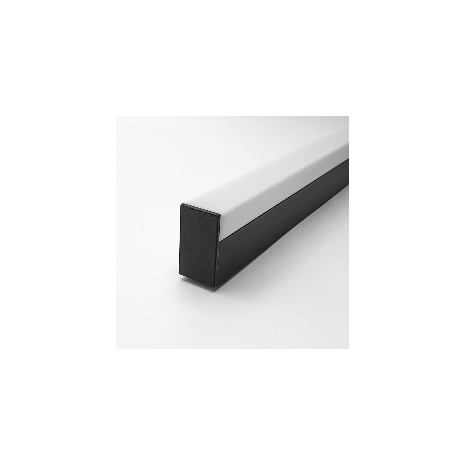 2m BTL2 Batten LED profile (anodized, black), set with opal cover - TL2 ...