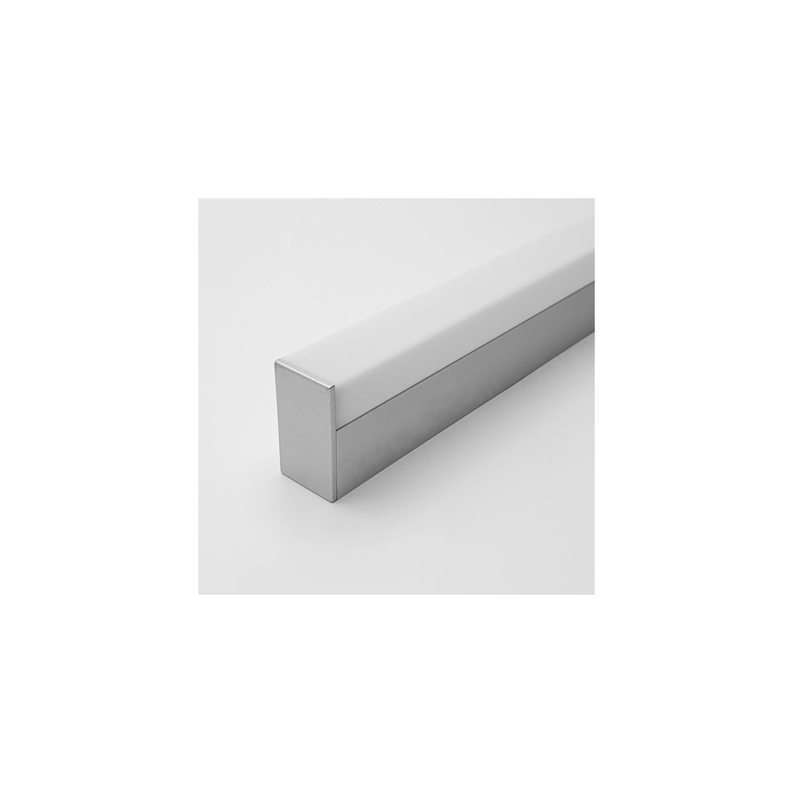 2m BTL2 Batten LED profile (anodized, silver), set with opal cover ...