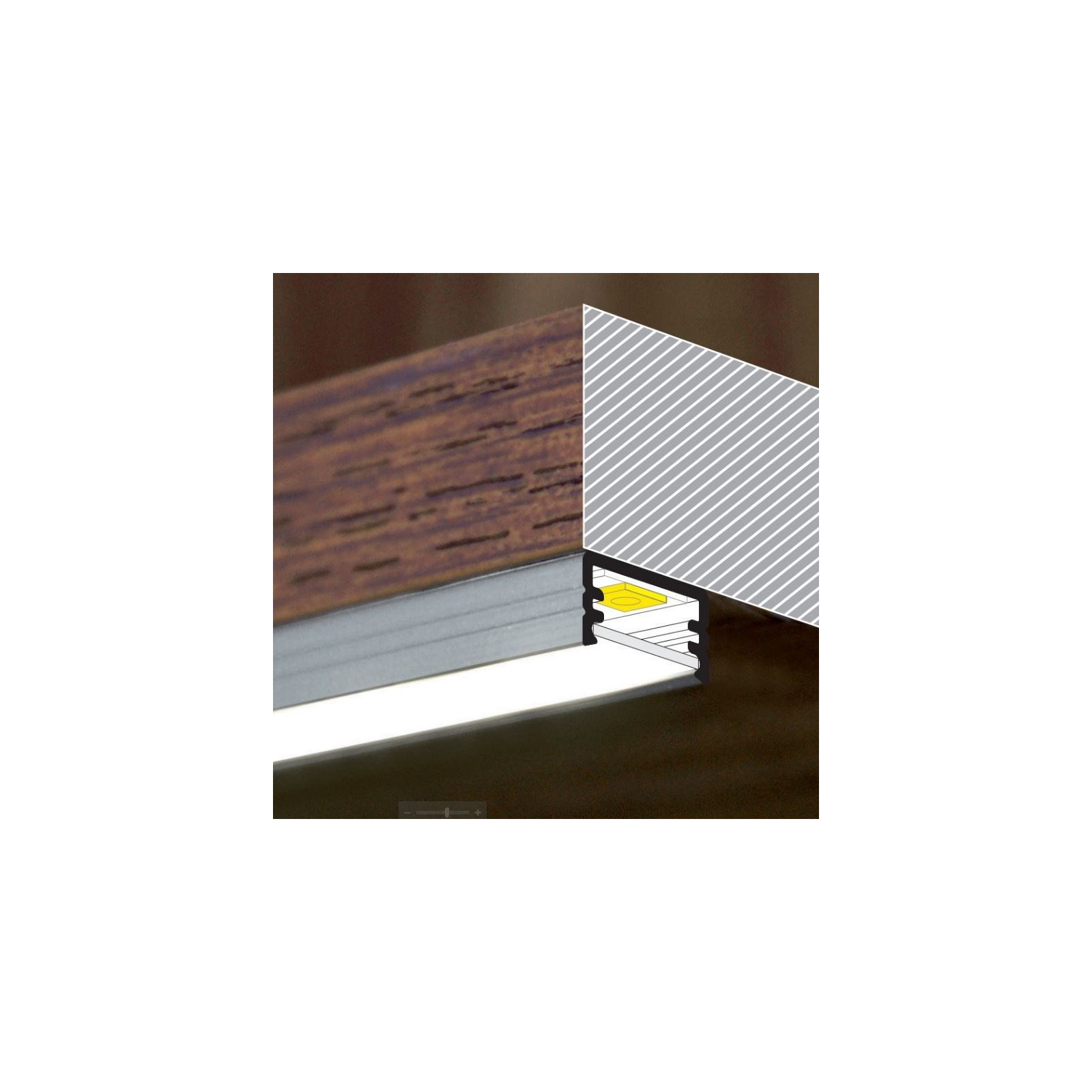 2m LED profile MT2 (raw aluminium), 12mm x 7mm, set with cover - MT2 ...