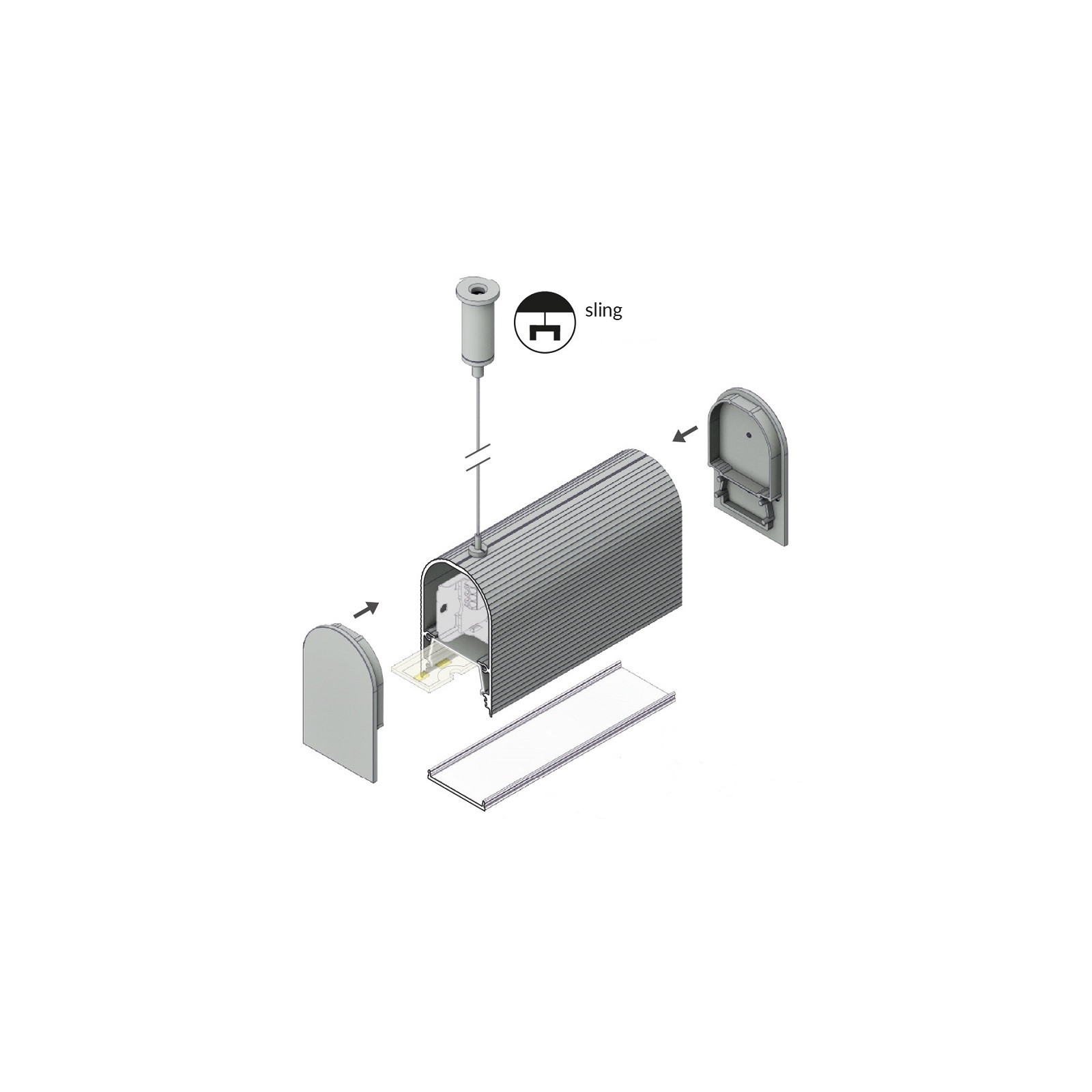 1m LED profile U2 (slate pink, painted) 37mm x 60mm, suspended kit - U2 ...