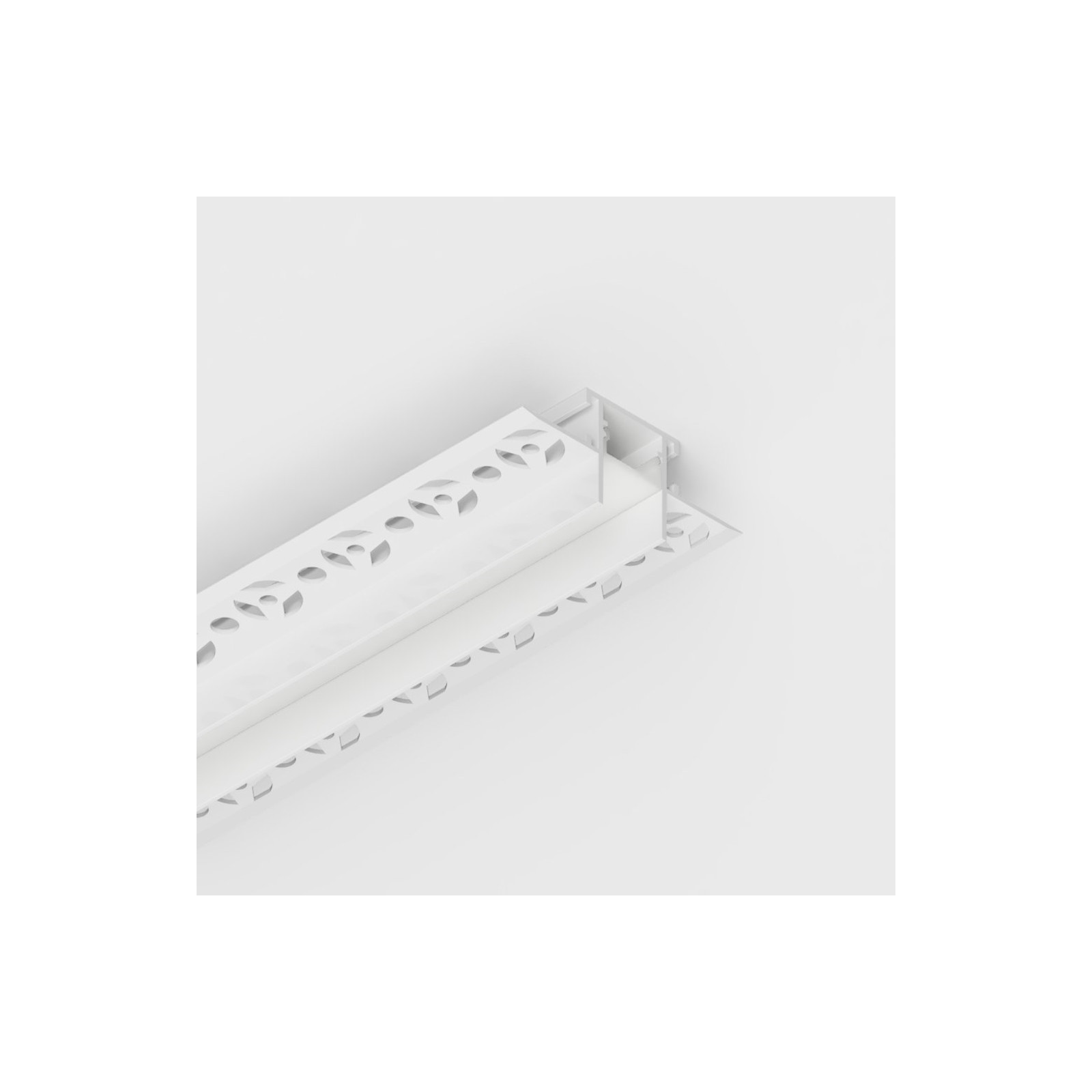 2m Anti Glare Plaster-in LED profile CAL15 for ceiling and drywall, set ...