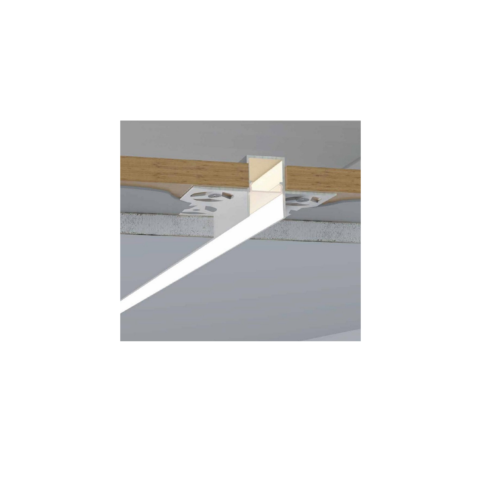 2m Anti Glare Plaster-in LED profile CAL15 for ceiling and drywall, set ...