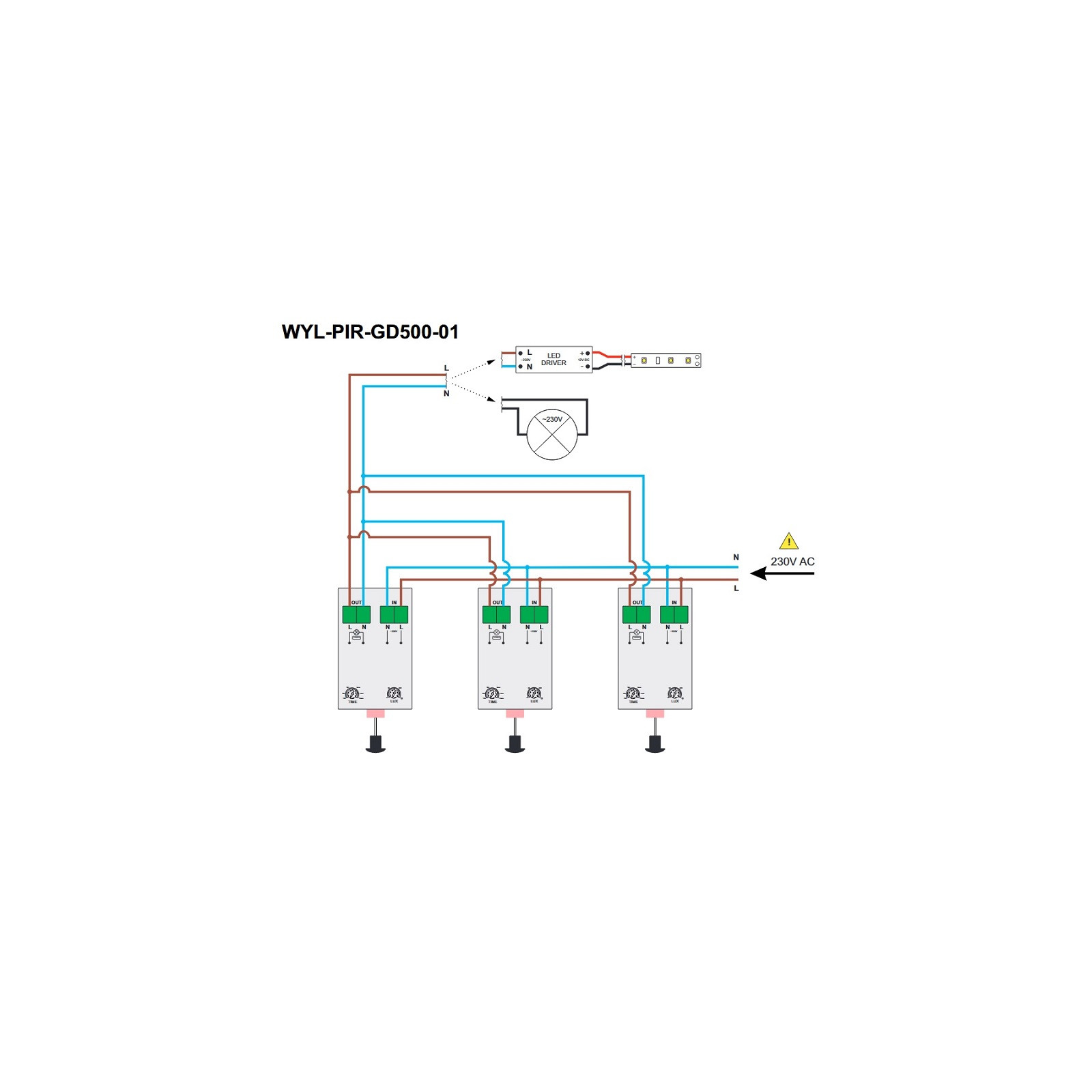 Mini Recessed PIR Movement Sensor Switch, 500W, 220-240VAC - Switches ...