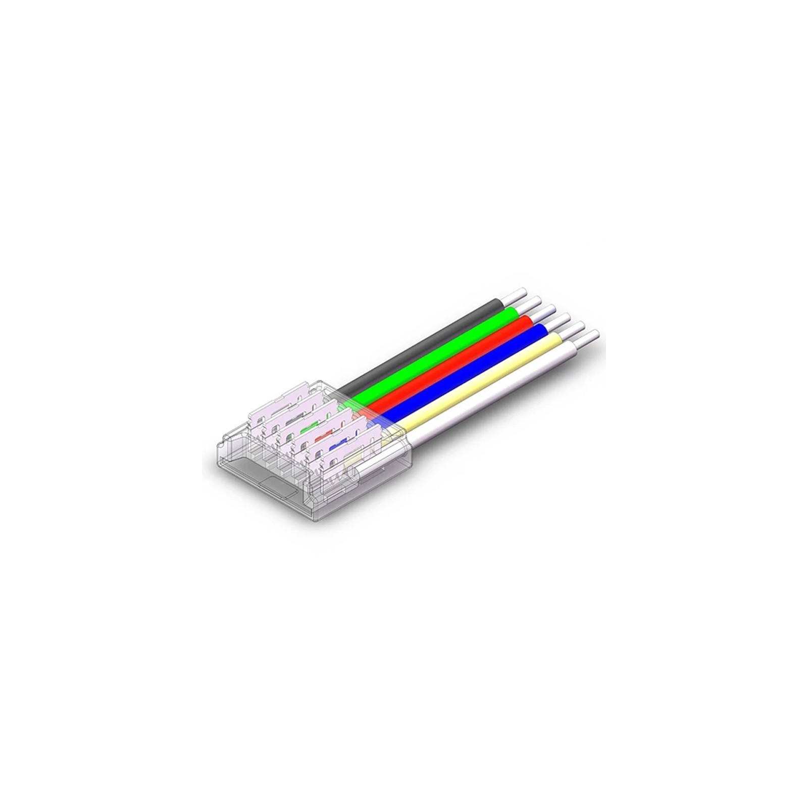 6 Pin Tape to Power Connector for IP20 RGB+CCT (WRGBW) 12mm COB Strip ...
