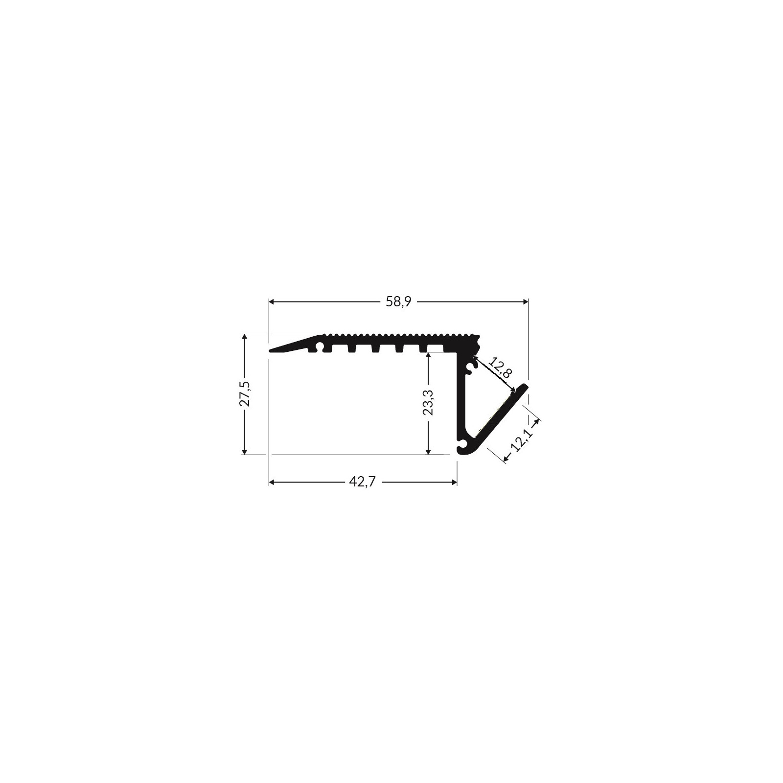 3m UP-Step LED profile (anodized, black), set with opal cover - UP-Step ...