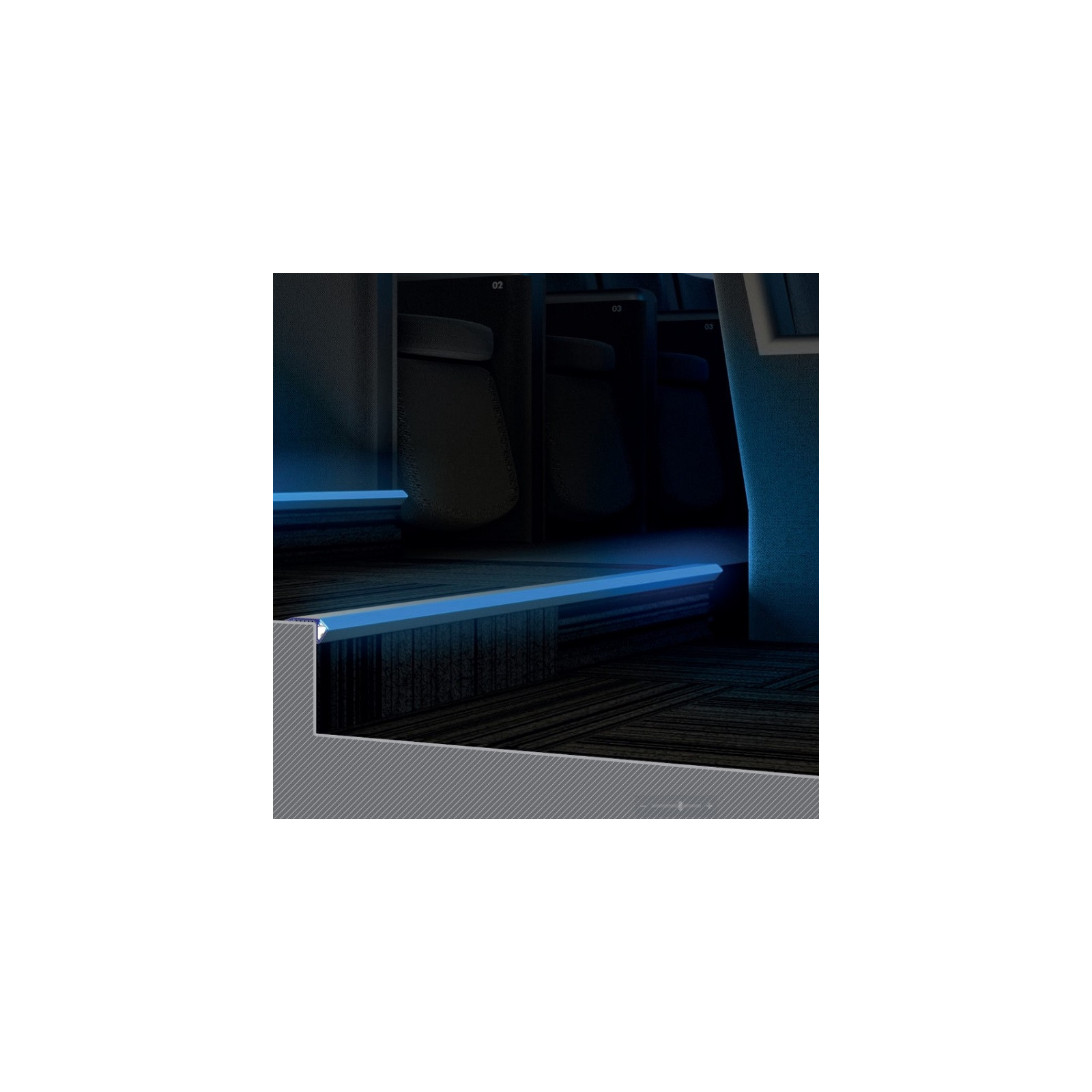 3m UP-Step LED profile (anodized, black), set with opal cover - UP-Step ...