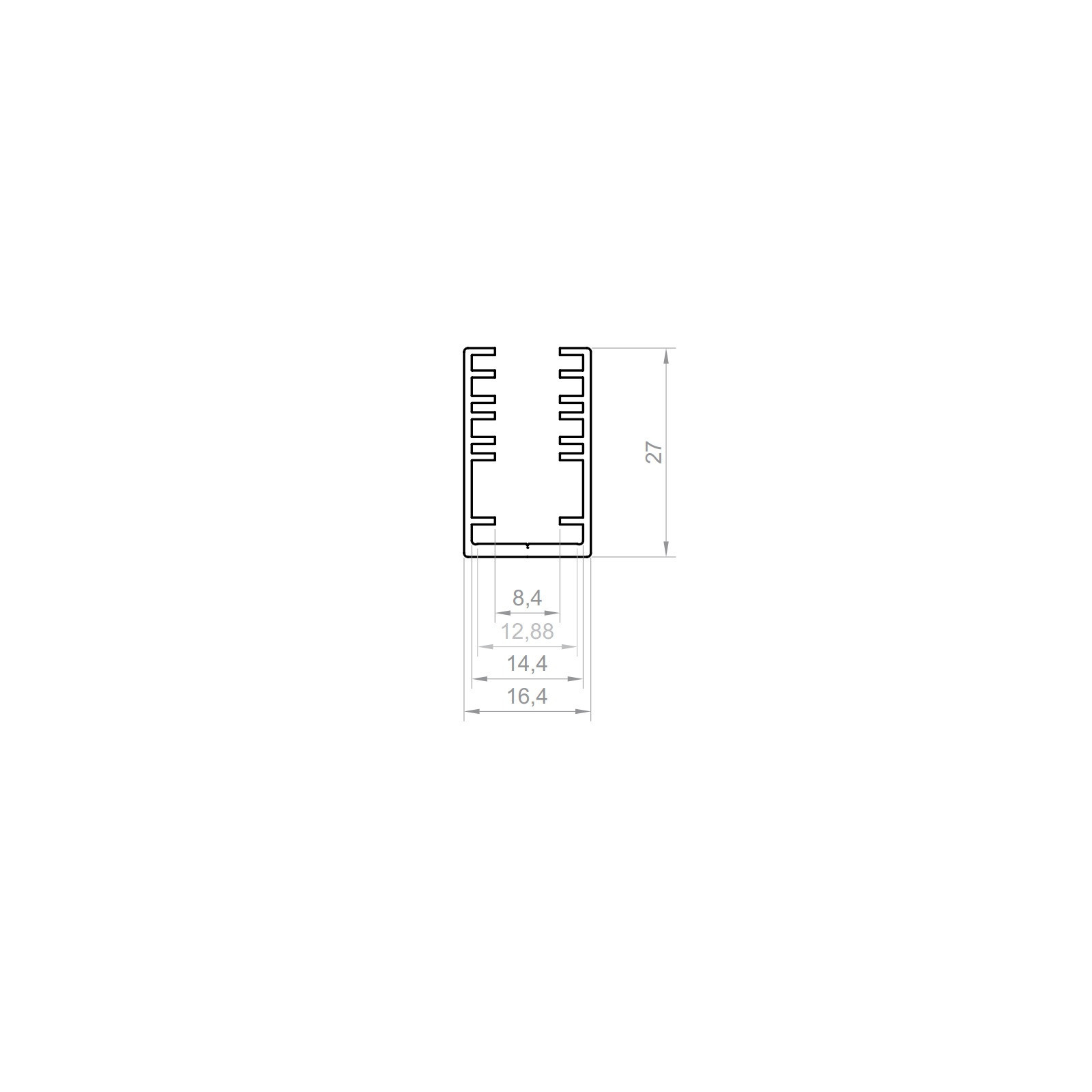 2m glass 8mm LED profile G2, anodized silver - G2 Glass 8 LED Profile ...
