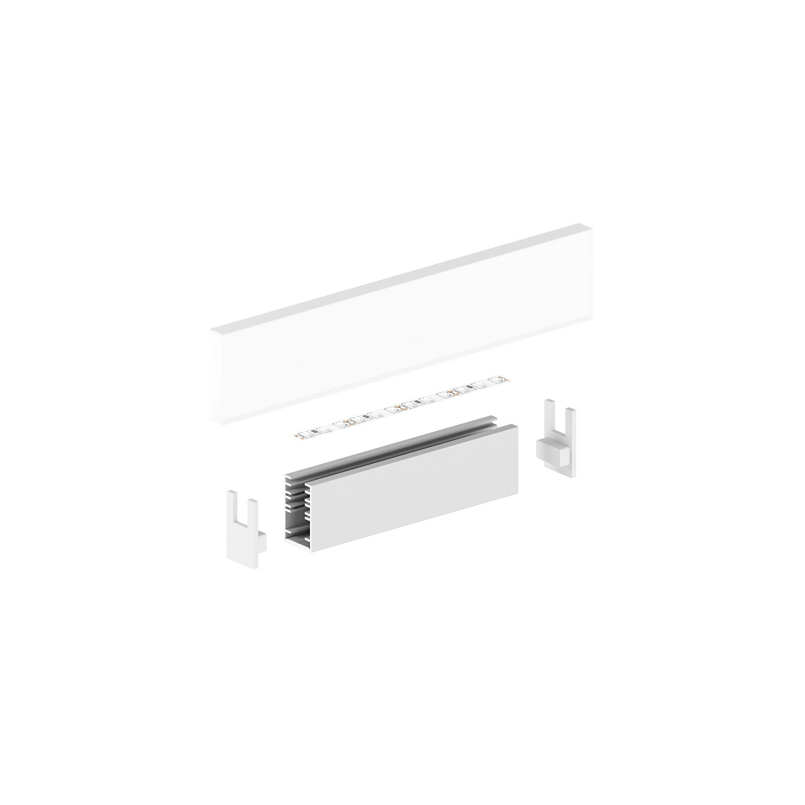 2m glass 8mm LED profile G2, anodized silver - G2 Glass 8 LED Profile ...