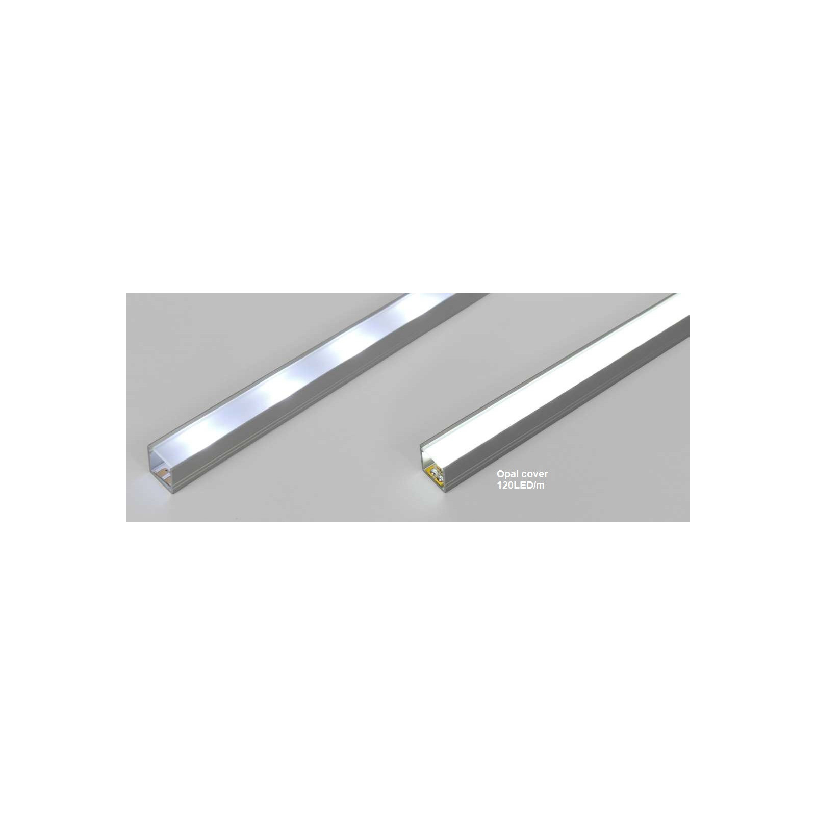 3m T2 LED profile (raw aluminium), 12mm x 12mm, set with cover - T2 LED ...