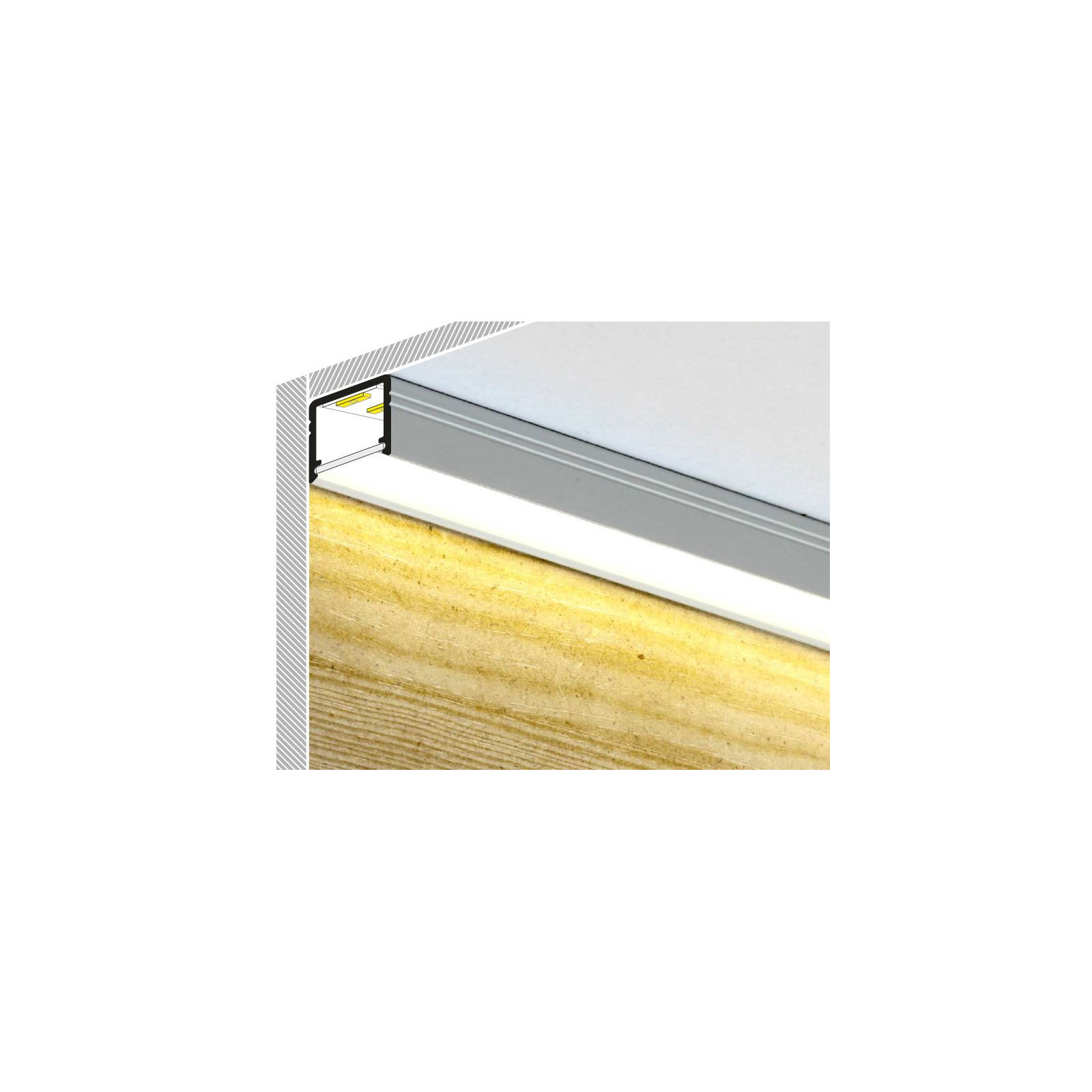 3m T2 LED profile (raw aluminium), 12mm x 12mm, set with cover - T2 LED ...