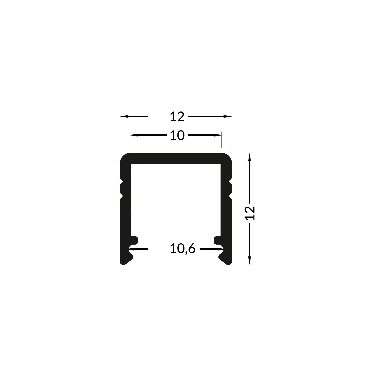 3m T2 LED profile (raw aluminium), 12mm x 12mm, set with cover - T2 LED ...
