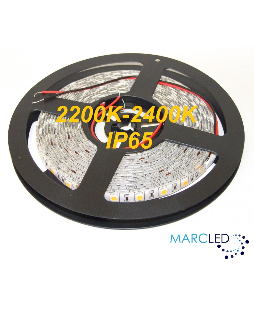 24VDC LED tape, warm white 2200K, 14.4W/m, 60LED/m, IP54, 5m (72W, 300 ...