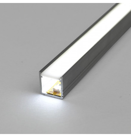 2m T2 LED profile (raw aluminium), 12mm x 12mm, set with cover - T2 LED ...