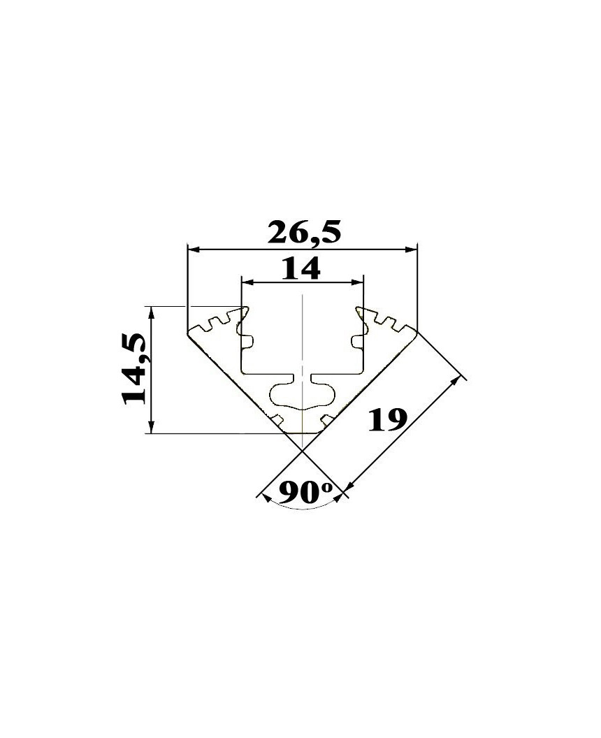 3m LED corner 45 profile P3, painted aluminium, white, with diffuser ...