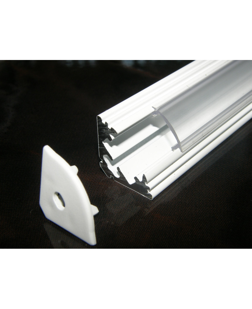 3m LED corner 45 profile P3, painted aluminium, white, with diffuser ...