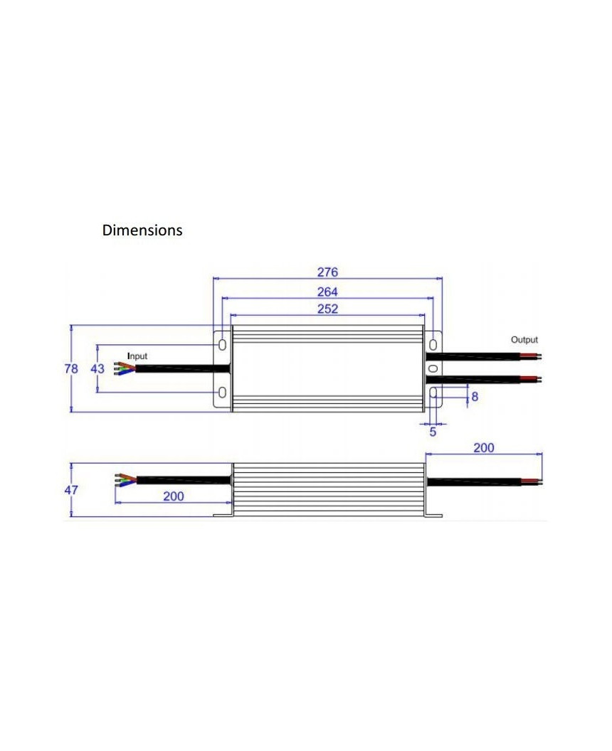 300W, Mains to 24Vdc Triac dimmable LED driver, IP66, ELED-300P-24T ...