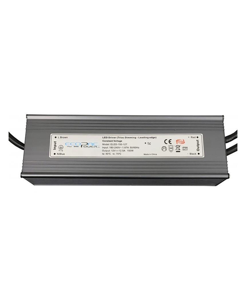 150W, Mains to 24Vdc Triac dimmable LED driver, IP66, ELED-150P-24T ...