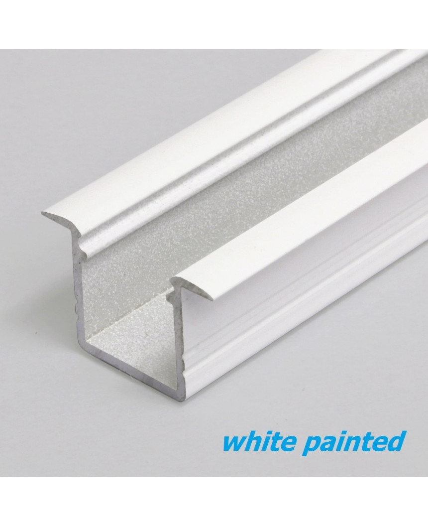 1m recessed T1 LED profile (painted, white), 12mm x 11.2mm, with cover ...